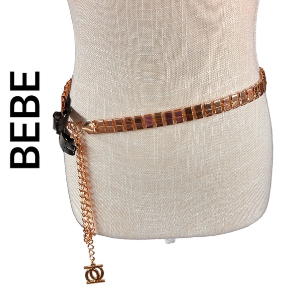 bebe | Accessories | New Bebe Gold Tone Chain Waist Belt With Bebe Logo ...